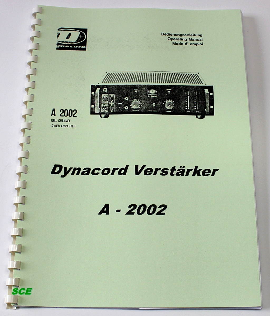 SCE-ELEKTRONIK - Dynacord Verstärker A2002 / technische Unterlage